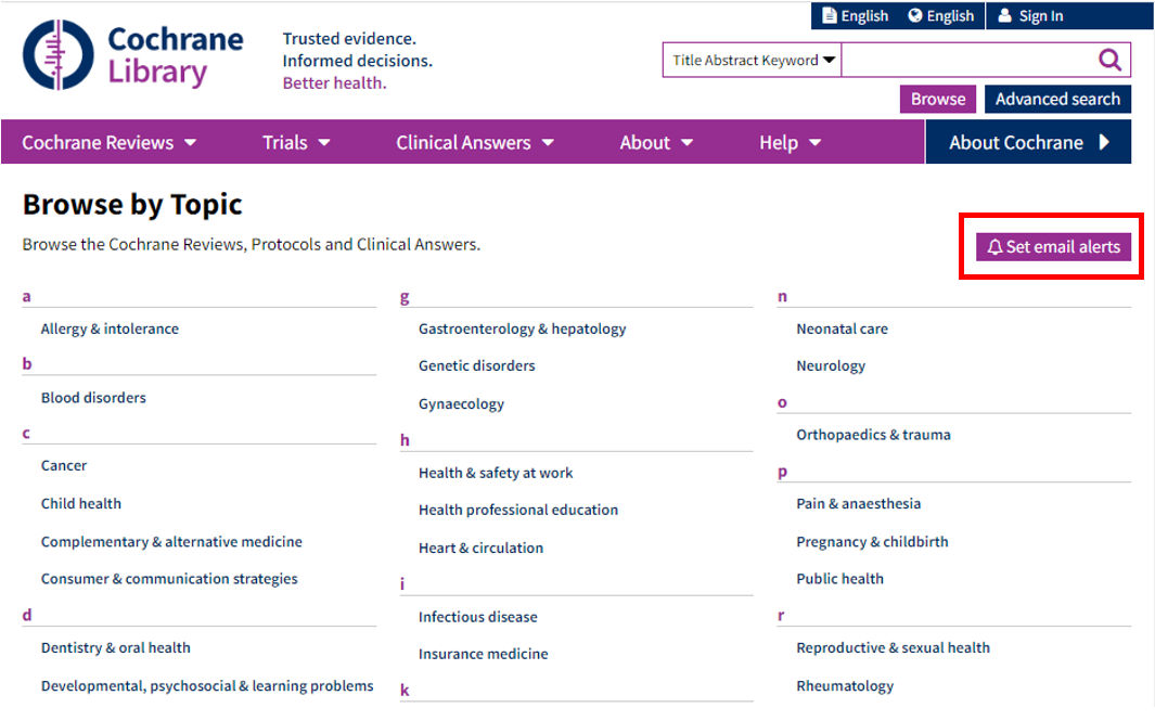Set Up Topic Alerts In The Cochrane Library | Wiley